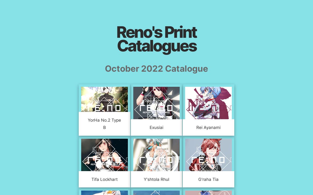 Reno Kuroneco Art Catalogue